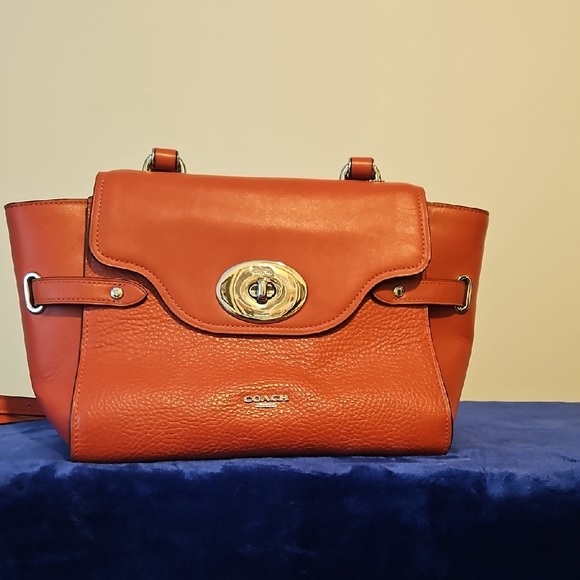 Coach | Bags | Coach Blake Flap Carryall Pebbled Leather Satchel With ...